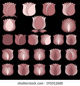 Tulip Flower Symbol Set Vector Stock Vector (Royalty Free) 191012600 ...