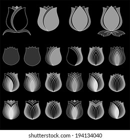 Tulip Flower Symbol Set Vector Stock Vector (Royalty Free) 194134040 ...