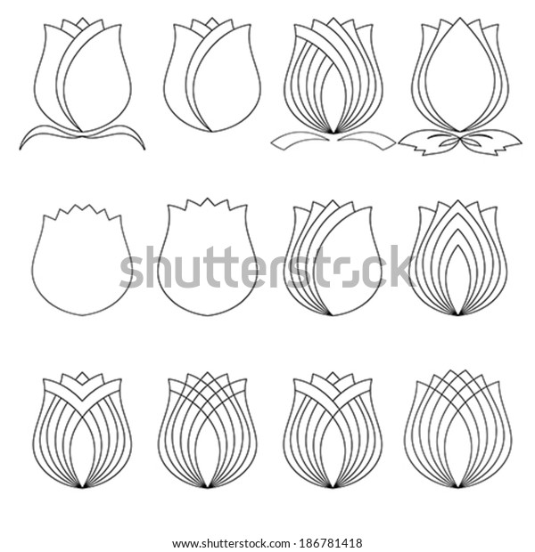 Tulip Flower Symbol Set Vector Stock Vector (Royalty Free) 186781418 ...