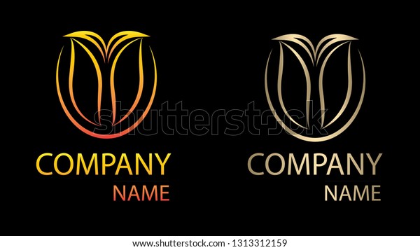 Tulip Vector Logo Gold Colorful Stock Vector (Royalty Free) 1313312159