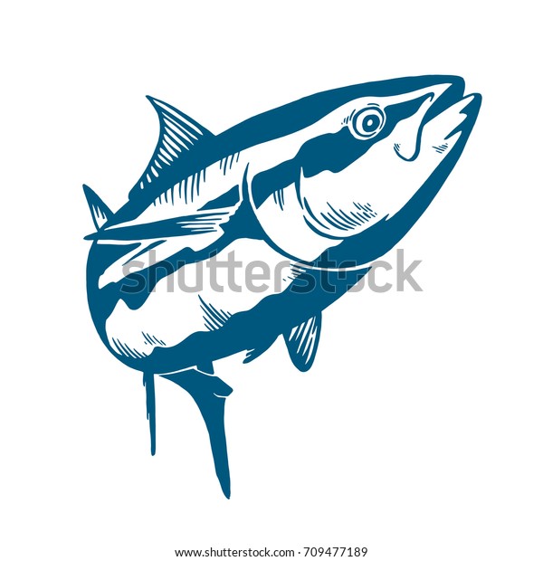 Tuna Fish Symbol On White Backgroundvector Stock Vector (Royalty Free ...
