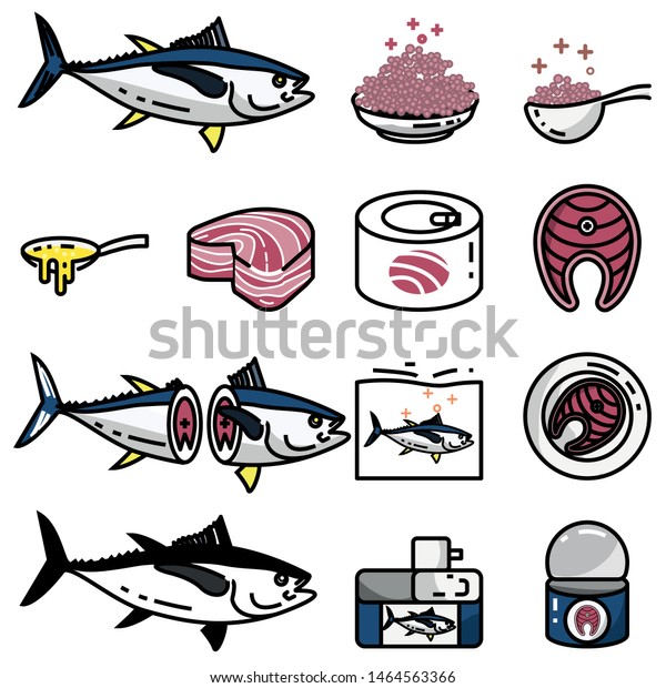 Tuna Icons Pack Illustration Vector Symbol: vector de stock (libre de ...