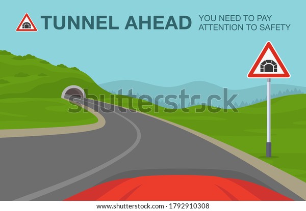 Tunnel Ahead Warning Road Traffic Sign Stock Vector (Royalty Free ...