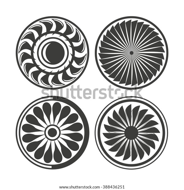 Turbine Icons Set Airplane Engine Icons Stock Vector (Royalty Free ...