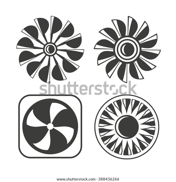 Turbine Icons Set Airplane Engine Icons Stock Vector (Royalty Free ...