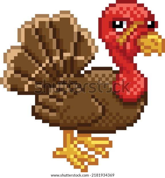 Turquía granja de arte de píxeles: vector de stock (libre de regalías ...