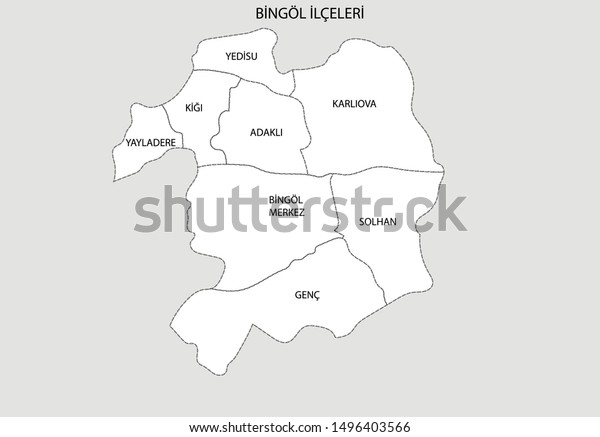 Turkey Bingol Map Vector Districts Stock Vector (Royalty Free ...