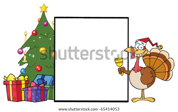 Turkey Cartoon Character Ringing Bell Presenting Stock Vector (Royalty ...