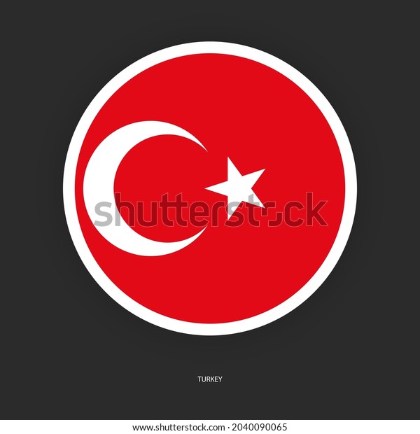Turkey Circle Flag Icon White Border Stock Vector (Royalty Free ...