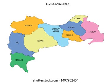 Turkey Erzincan District Map Vector Stock Vector (Royalty Free ...