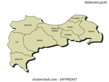 Turkey Erzincan District Map Vector Stock Vector (Royalty Free) 1497982457