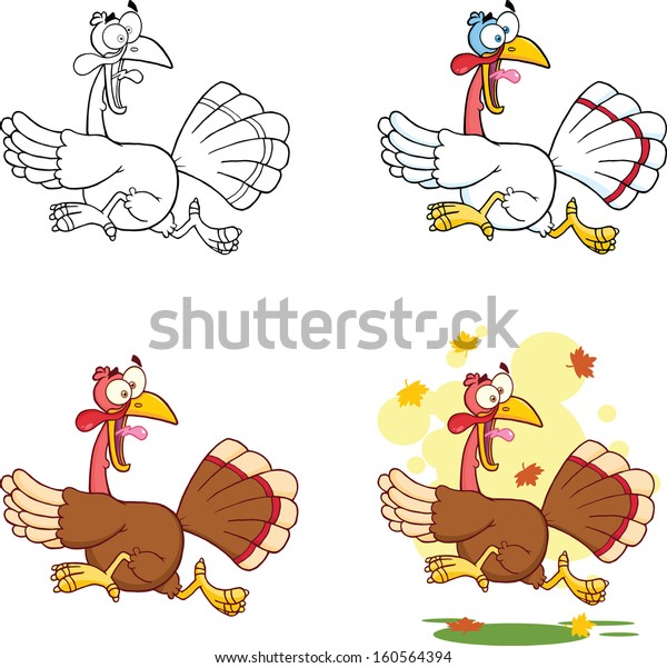Turkey Escape Cartoon Character Vector Collection Stock Vector (Royalty ...