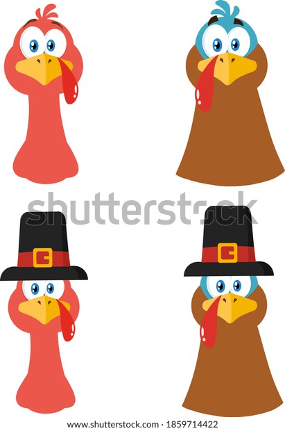 Turkey Face Cartoon Character Flat Design Stock Vector (Royalty Free ...