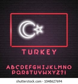 Turkey Flag Neon Light Glowing Vector Stock Vector (Royalty Free ...