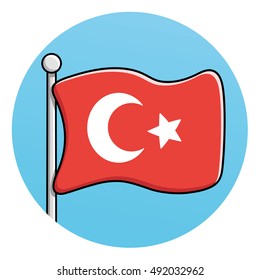 Turkey Flag Round Icon Stock Vector (Royalty Free) 492032962 | Shutterstock