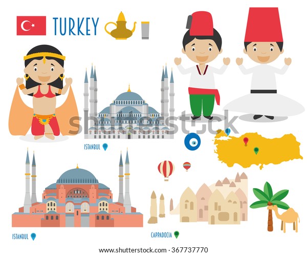 Turkey Flat Icon Set Travel Tourism Stock Vector (Royalty Free ...