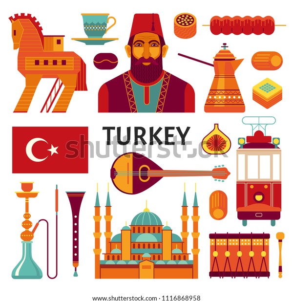 Turkey Icons Collection Vector Illustration Turkish: vector de stock ...