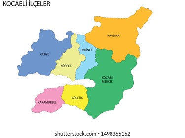 Turkey Kocaeli District Map Vector Stock Vector (Royalty Free) 1498365152 | Shutterstock