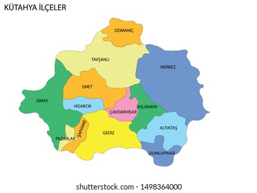 Turkey Kutahya District Map Vector 库存矢量图（免版税）1498364000 | Shutterstock