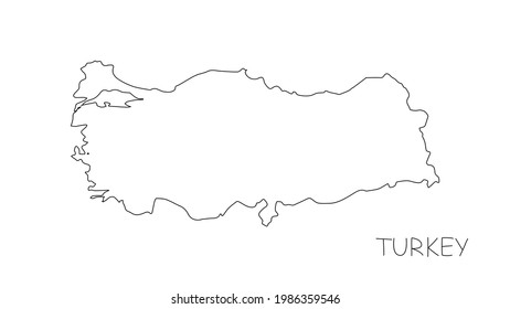 Turkey Map Black Line On White Stock Vector (Royalty Free) 1986359546 ...