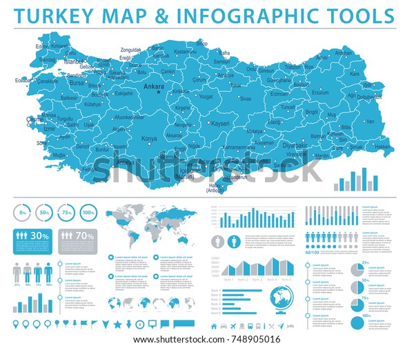 Turkey Map Detailed Info Graphic Vector Stock Vector (Royalty Free ...