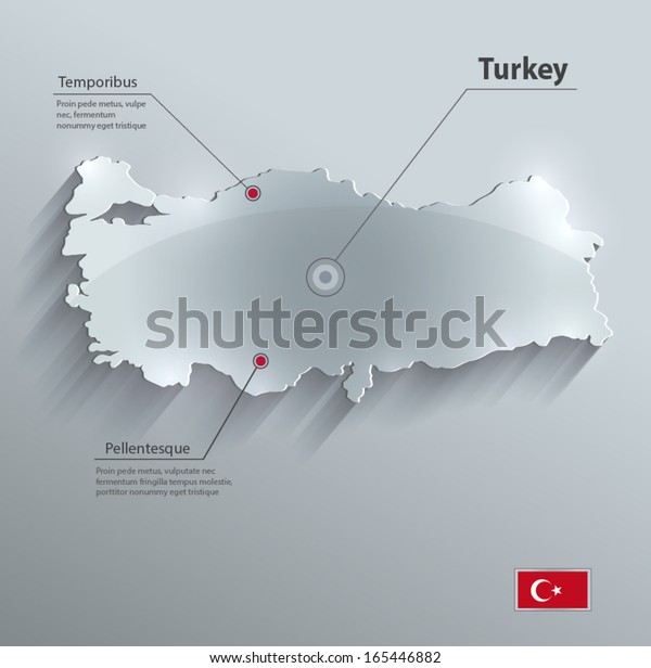 Turkey Map Glass Card Paper 3d Stock Vector (Royalty Free) 165446882 ...