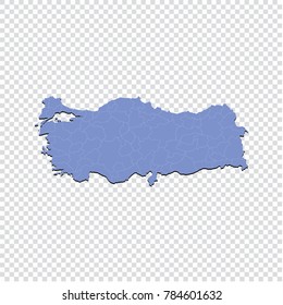 Turkey Map High Detailed Blue Map Stock Vector (Royalty Free) 784601632 ...