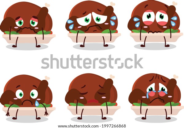 Turkey Meat Cartoon Character Sad Expression Stock Vector (Royalty Free ...