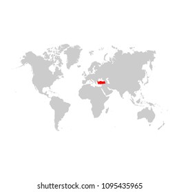 Turkey On World Map Stock Vector (Royalty Free) 1095435965 | Shutterstock