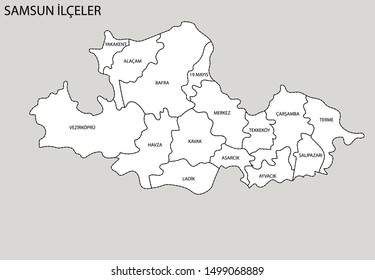 Turkey Samsun District Map Vector Stock Vector (Royalty Free ...
