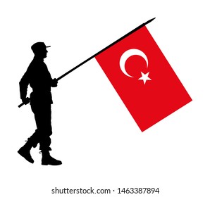 Turkey Soldier Flag Vector Silhouette Illustration Stock Vector ...