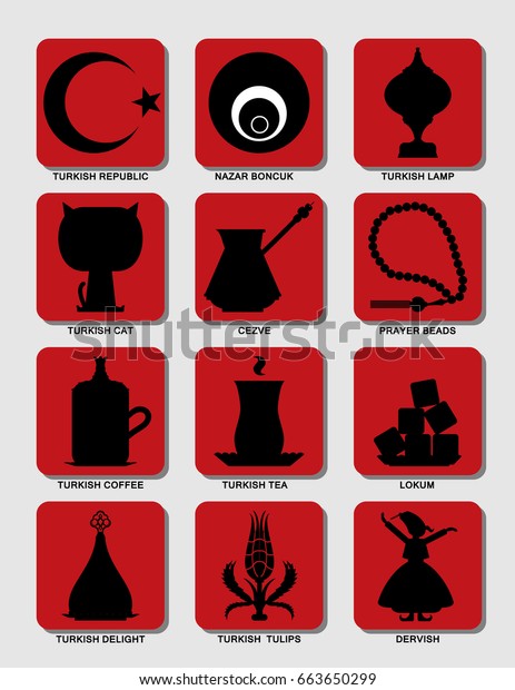 Turkey Symbol Icon Set Set 12 Stock Vector (Royalty Free) 663650299 ...
