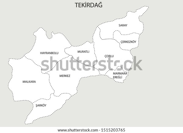 Turkey Tekirdag District Map Drawing Stock Vector (Royalty Free ...