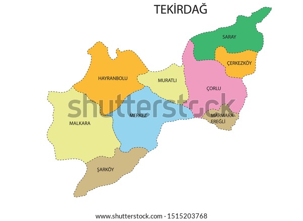 Turkey Tekirdag District Map Drawing Stock Vector (Royalty Free ...