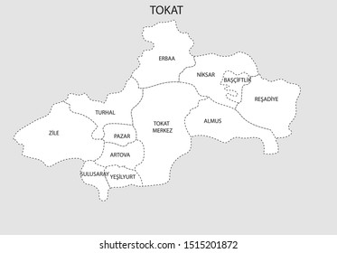 District Map Tokat Province Turkey Stock Vector (Royalty Free ...