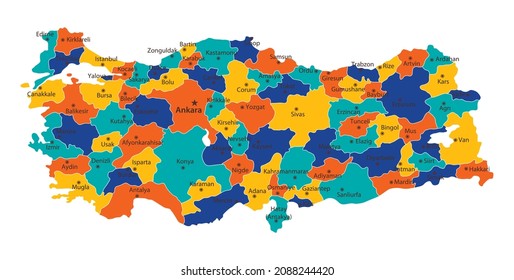 Turkey Vector Map High Detailed Illustration Stock Vector (Royalty Free ...