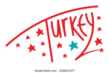 Turkey Word Hand Drawn Vector Stock Vector (Royalty Free) 1230017677 ...
