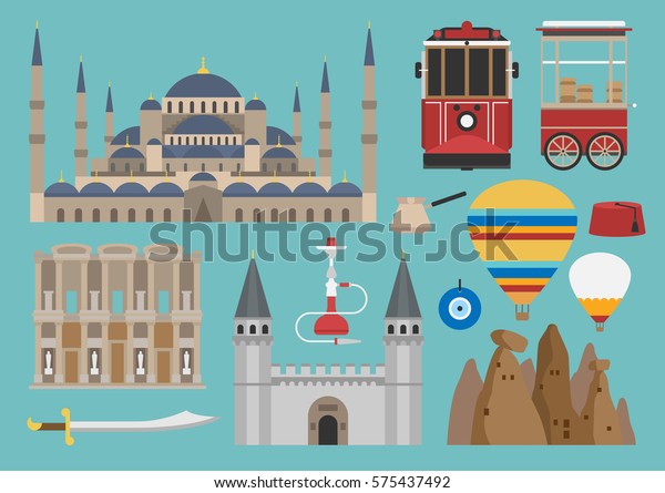 Turkish Flat Illustration Vector Landmark Symbol Stock Vector (Royalty ...