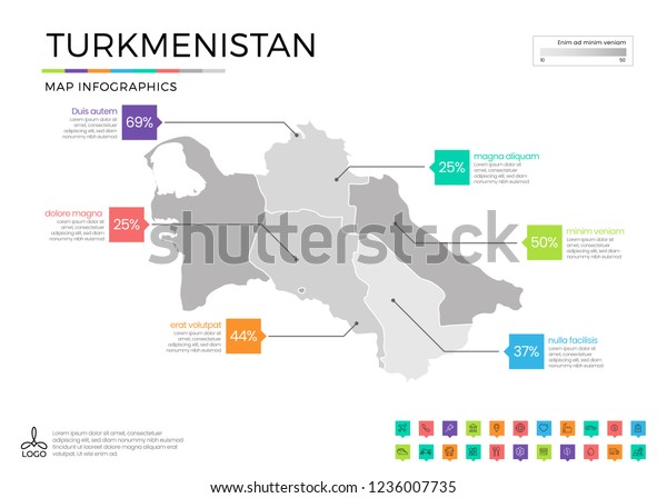 Turkmenistan Map Infographics Editable Separated Layers Stock Vector ...
