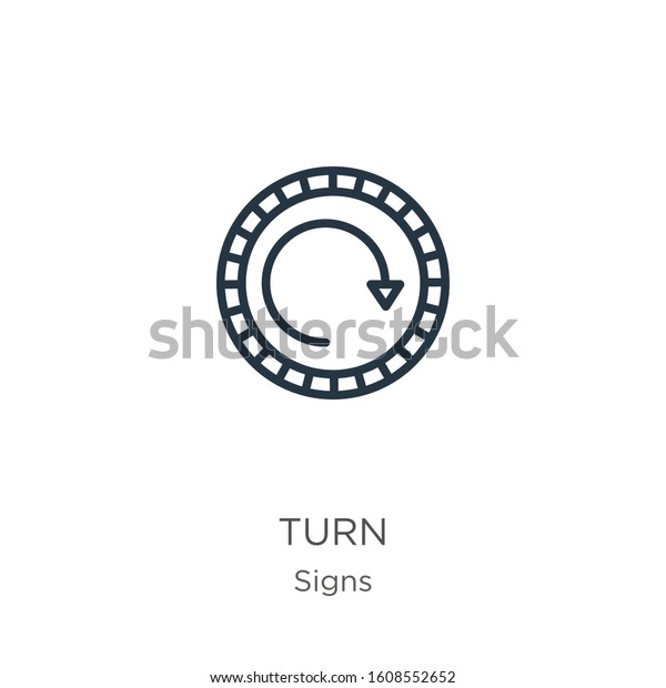 Turn Icon Thin Linear Turn Outline: vector de stock (libre de regalías ...