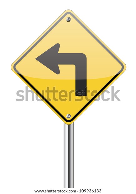 Turn Left Traffic Sign On White Stock Vector (Royalty Free) 109936133 ...