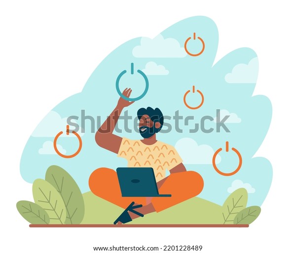Turn On Concept Character Presses Switch Stock Vector (Royalty Free ...