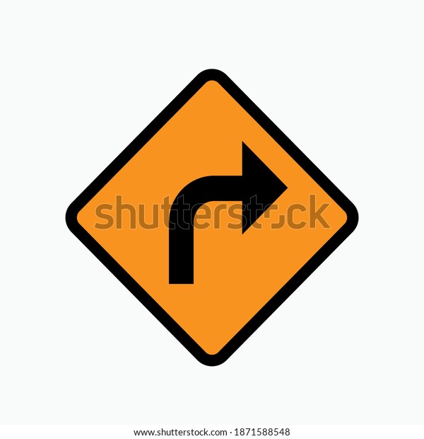 Turn Right Arrow Sign Turning Symbol Stock Vector (Royalty Free ...