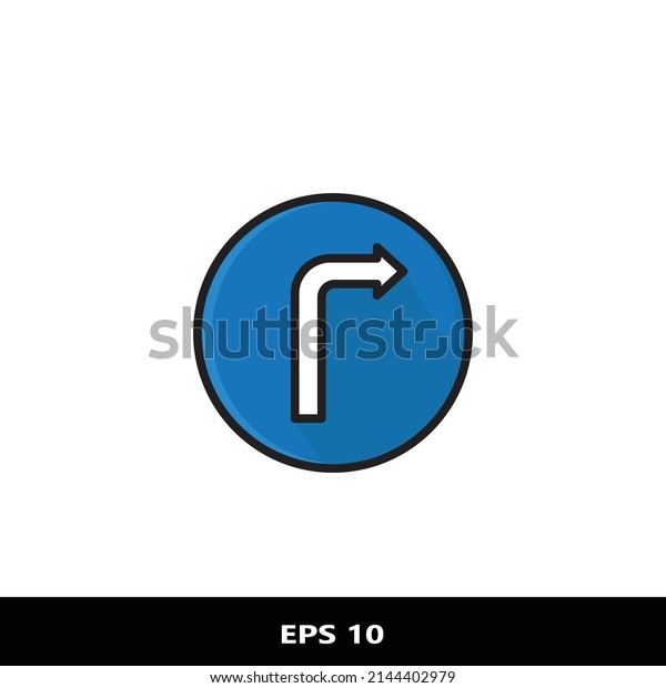 Turn Right Road Traffic Sign Vector: เวกเตอร์สต็อก (ปลอดค่าลิขสิทธิ์ ...