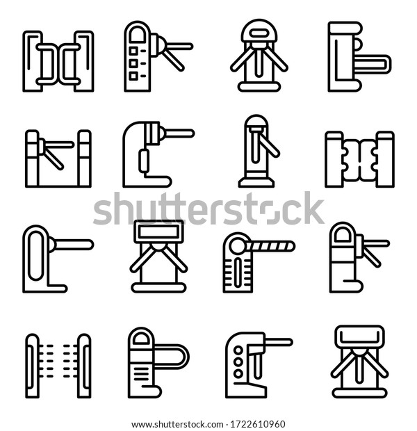 Turnstile Icons Set Outline Set Turnstile Stock Vector (Royalty Free ...