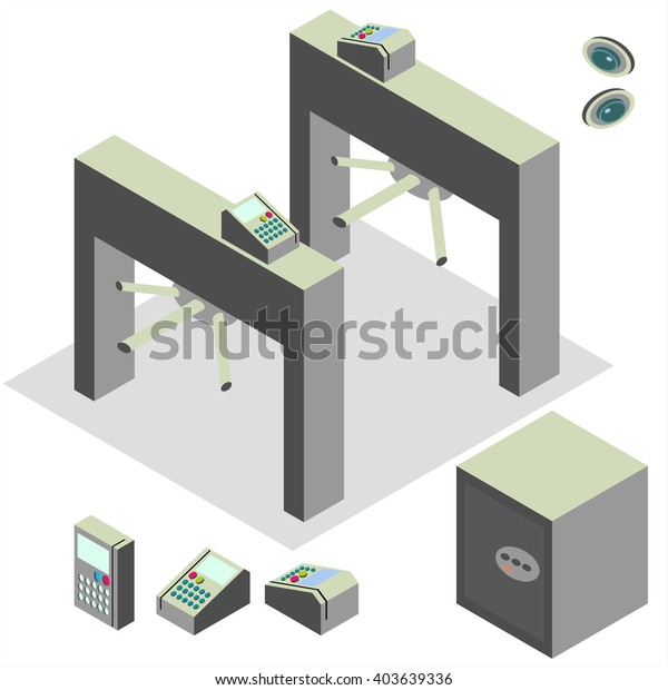 Turnstile Video Camera Safe Recorder Isometric: เวกเตอร์สต็อก (ปลอดค่า ...