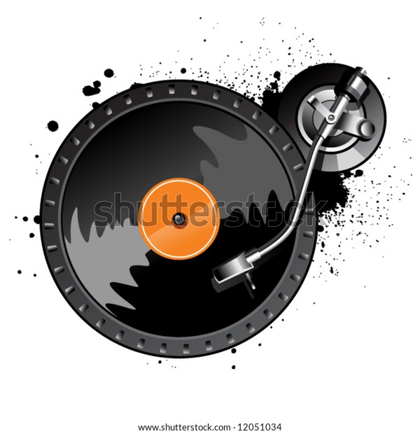 Turntable On White Background Drops Stock Vector (Royalty Free) 12051034