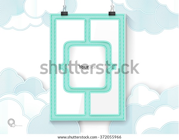 Turquoise Brackets On Origami Clouds Background Stock Vector (Royalty ...