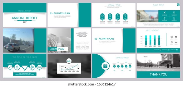 Vektor Stok Turquoise Business Presentation Infographic Elements Design ...
