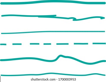 Turquoise Lines Hand Drawn Vector Set Stock Vector (Royalty Free ...